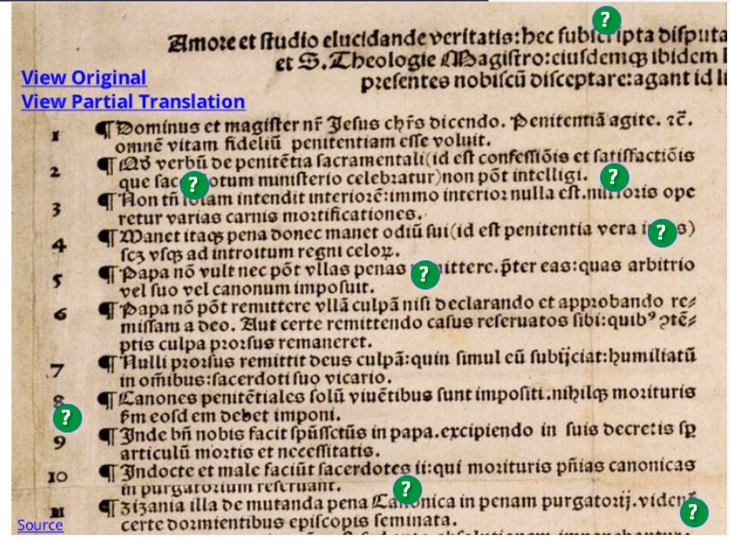 Primary Source Document: 95 Theses - Mind Map