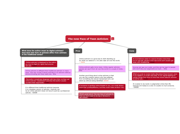 The new Face of Teen Activism - Mind Map