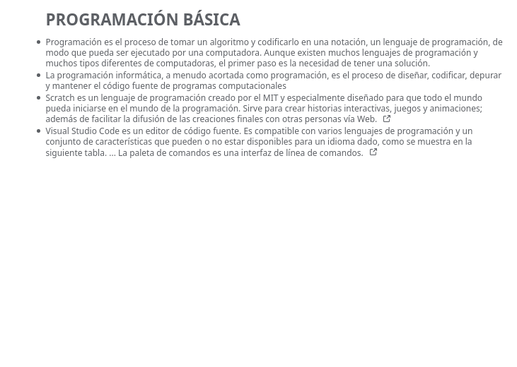 PROGRAMACIÓN BÁSICA - Overzicht