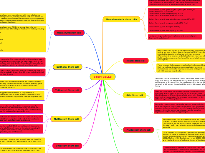 STEM CELLS - Mind Map