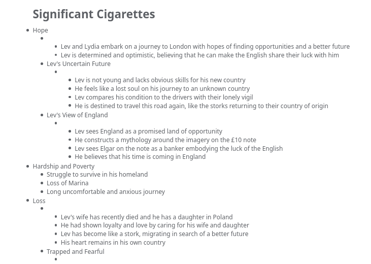 Significant Cigarettes - Outline