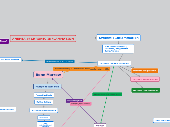 ANEMIA of CHRONIC INFLAMMATION - Mind Map
