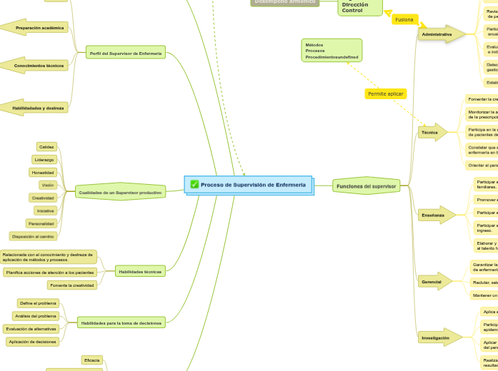 Proceso de Supervisión de Enfermería - Mind Map