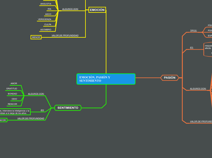 EMOCIÓN, PASIÓN Y SENTIMIENTO - Mind Map