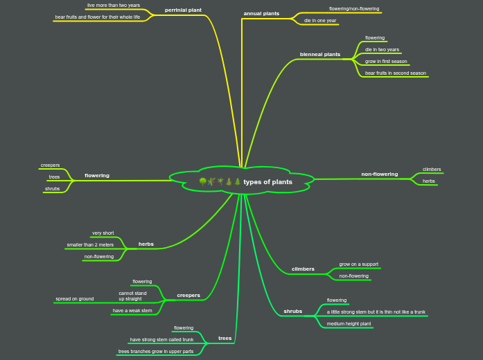 types of plants - Mind Map