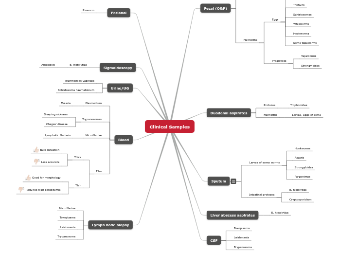 B4: Parasitology Clinical Samples - Mind Map
