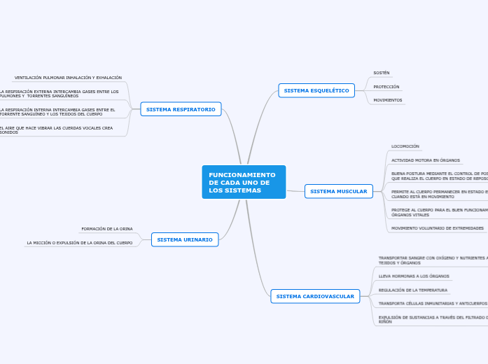 FUNCIONAMIENTO DE CADA UNO DE LOS SISTEMAS - Mind Map