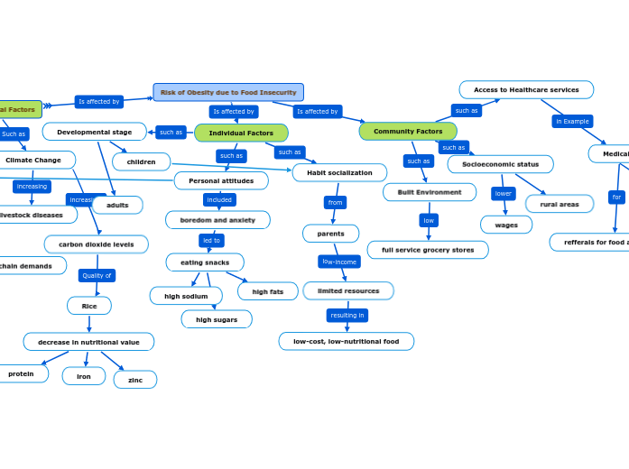 Risk of Obesity due to Food Insecurity - Mind Map
