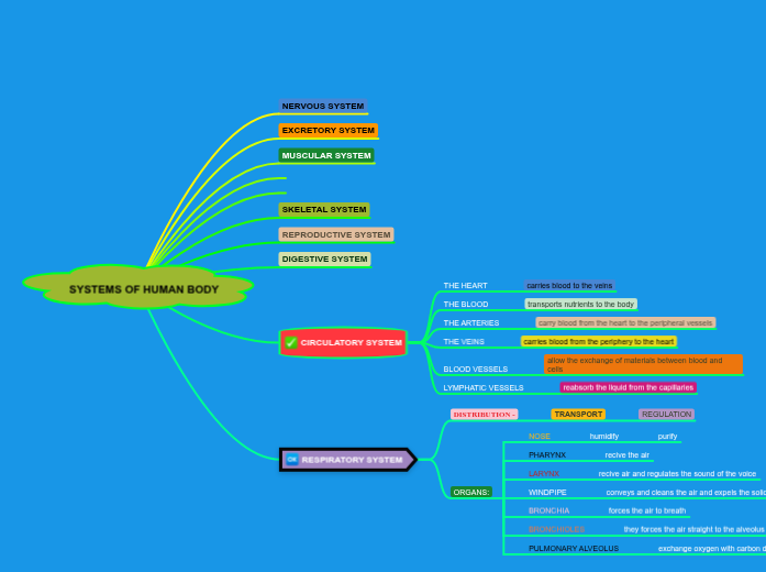 SYSTEMS OF HUMAN BODY - Mind Map