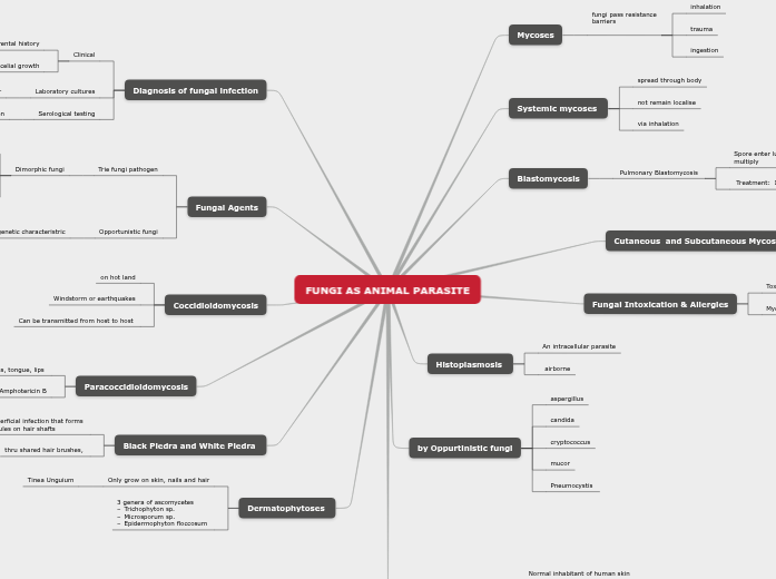 FUNGI AS ANIMAL PARASITE - Mind Map