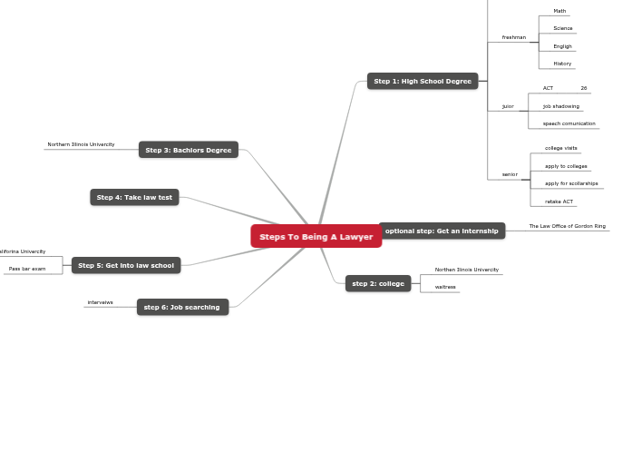 Steps To Being A Lawyer - Mind Map