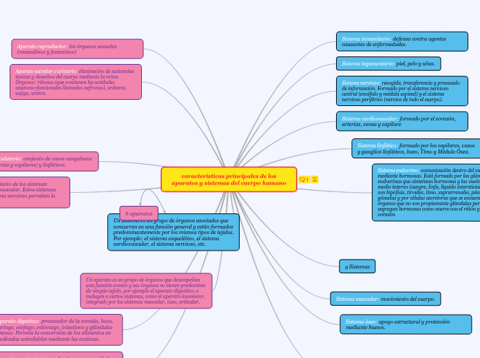 características principales de los aparato...- Mind Map
