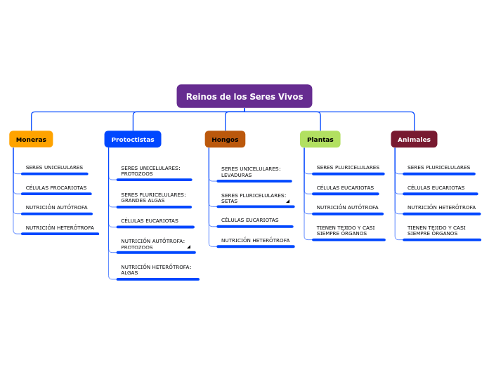 Reinos de los Seres Vivos - Mind Map