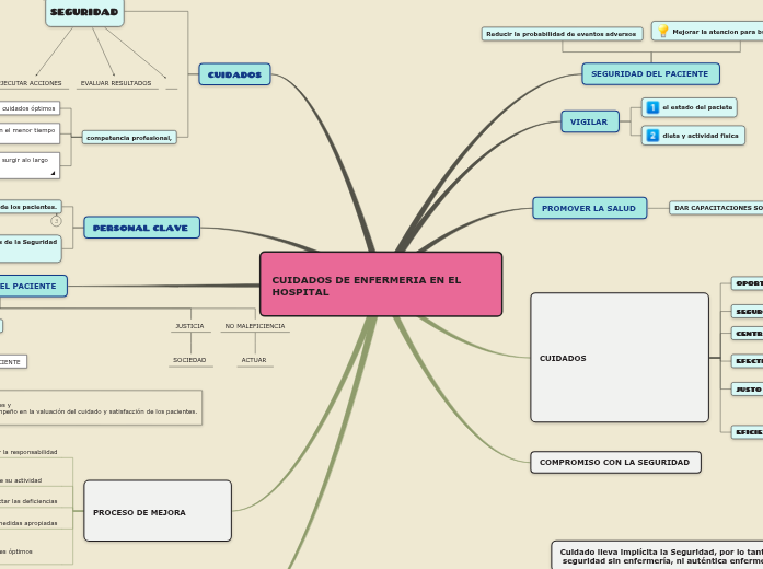CUIDADOS DE ENFERMERIA EN EL HOSPITAL - Mind Map