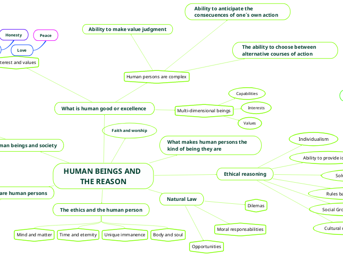 HUMAN BEINGS AND THE REASON - Mind Map