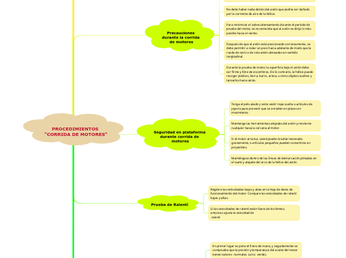 PROCEDIMIENTOS 'CORRIDA DE MOTORES' - Mind Map