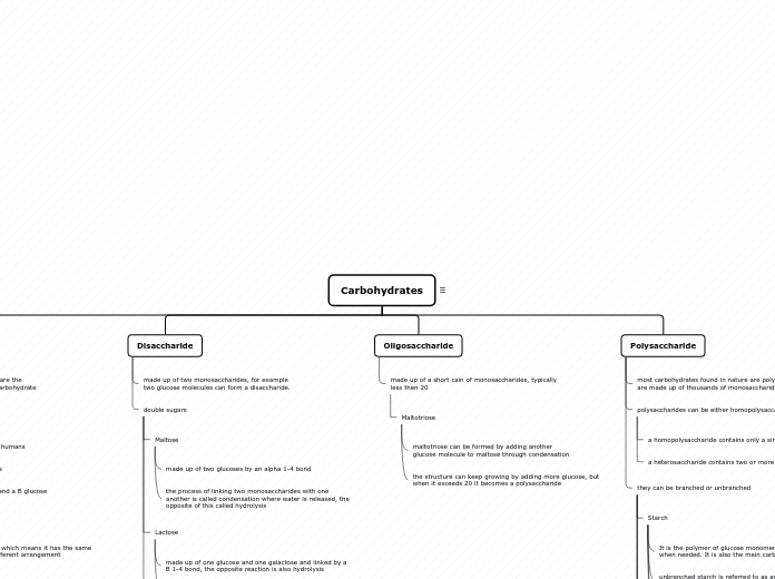 Carbohydrates - Mind Map
