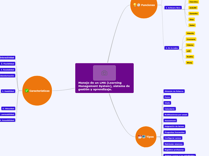 'Características y Fundamentos de un LMS' - Mind Map
