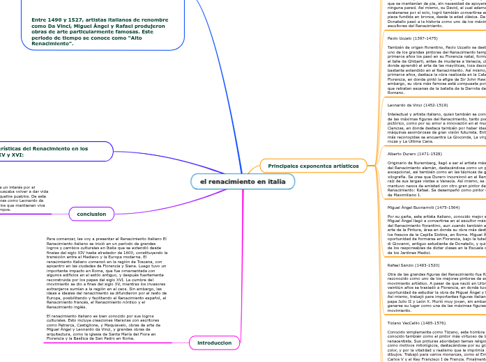 el renacimiento en italia - Mind Map