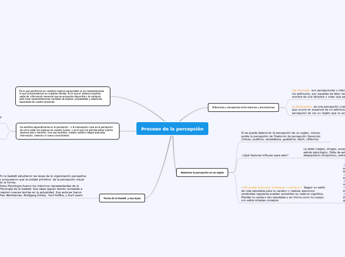 Proceso de la percepción - Mind Map