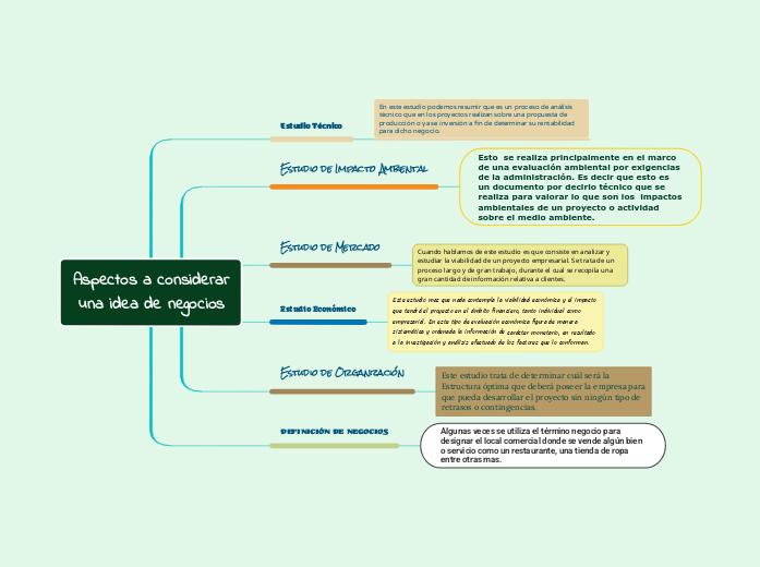 Aspectos a considerar una idea de negocio...- Mind Map