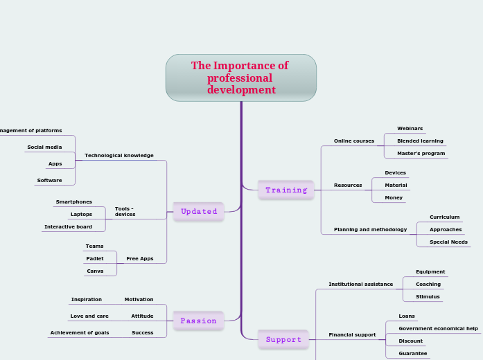 The Importance of professional development - Mind Map