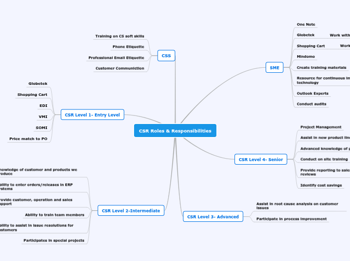 CSR Roles & Responsibilities - Mind Map