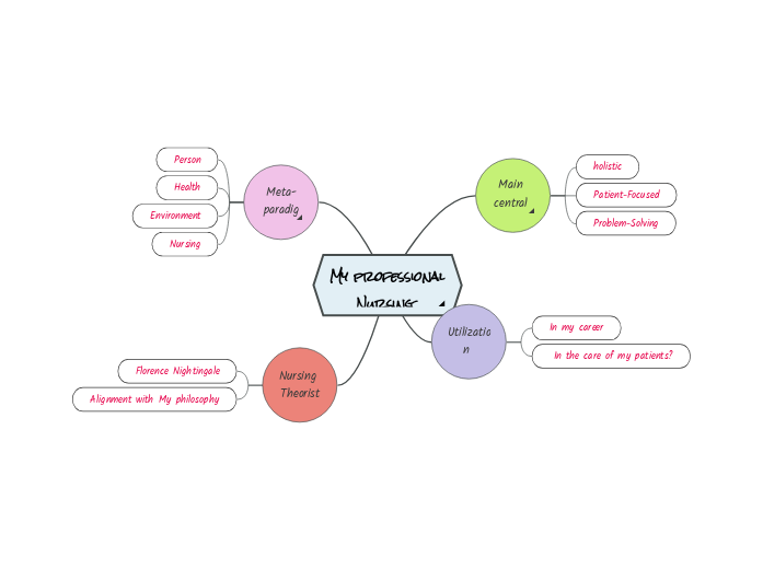 My professional Nursing Philosophy - Mind Map