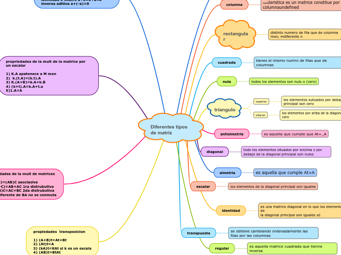 Diferentes tipos de matriz - Mind Map