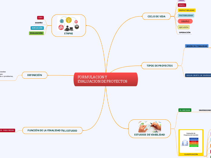 FORMULACION Y EVALUACION DE PROYECTOS - Mind Map
