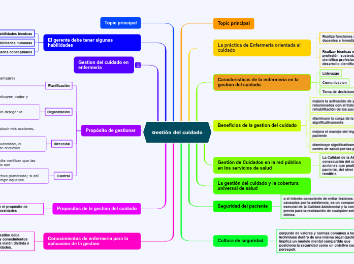 Gestión del cuidado - Mind Map