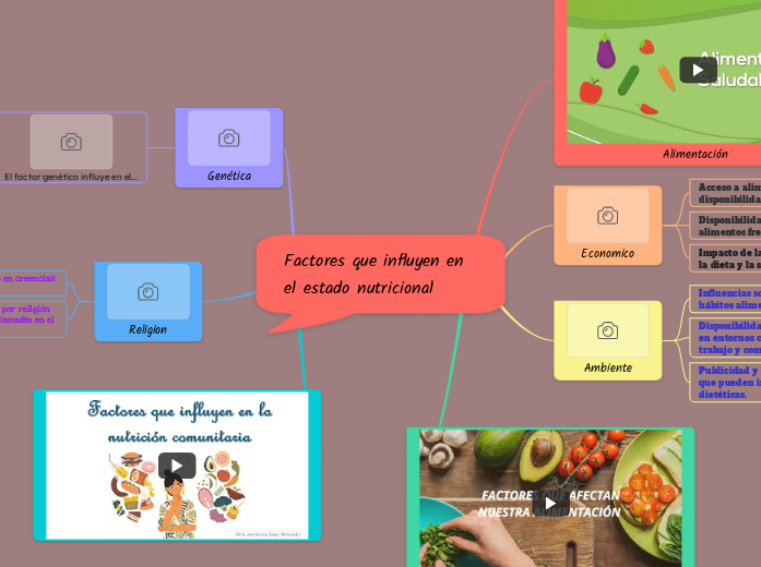 Factores que influyen en el estado nutricional | Mapa mental Mindomo