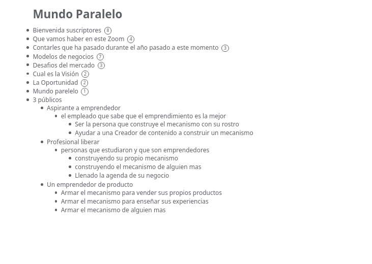 Mundo Paralelo - Esquema