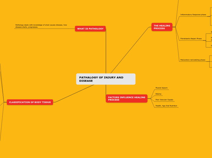 PATHALOGY OF INJURY AND DISEASE - Mind Map