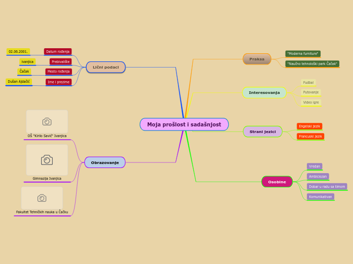 Moja prošlost i sadašnjost - Mind Map