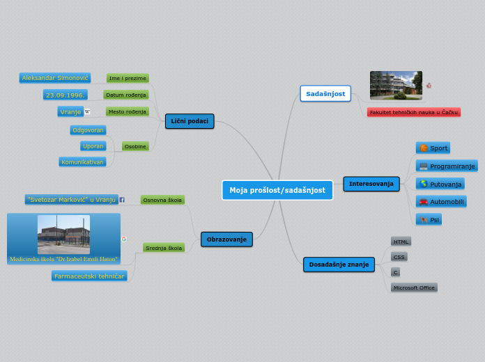 Moja prošlost-sadašnjost - Mind Map