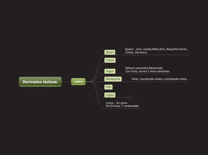Derivados de los productos lácteos - Mind Map