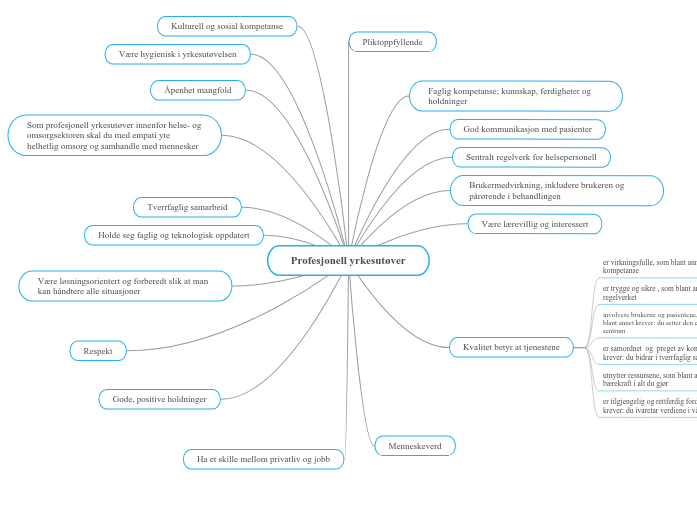 Profesjonell yrkesutøver - Mind Map