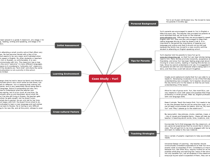 Case Study - Yuri - Mind Map