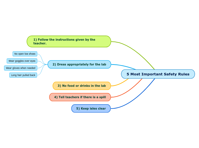 5 Most Important Safety Rules - Mind Map