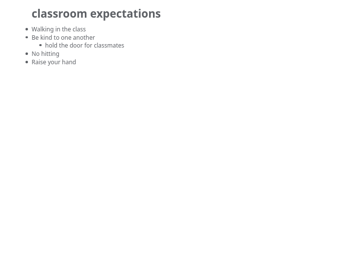 classroom expectations - Outline