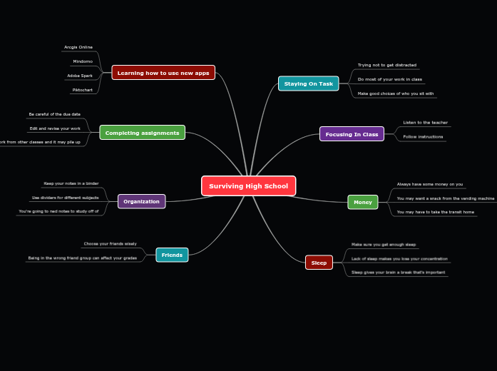 Surviving High School - Mind Map