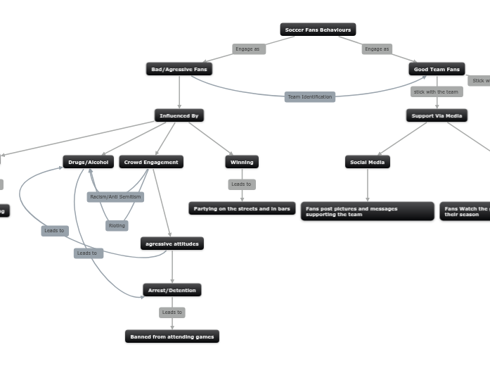 Soccer Fans Behaviours | Mindomo Mind Map