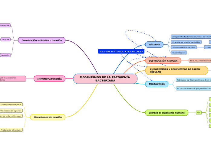 MECANISMOS DE LA PATOGENÍA BACTERIANA - Mind Map
