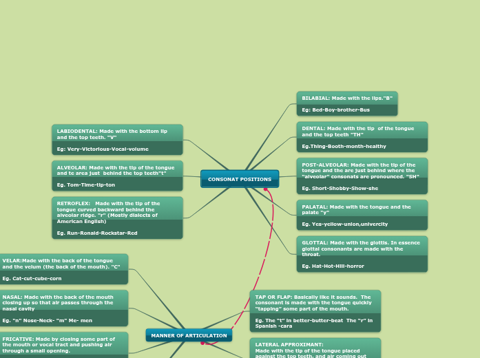 Consonants Position and Manner Of Articula...- Mind Map