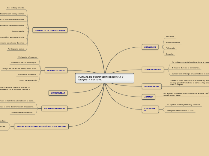 MANUAL DE FORMACIÓN DE NORMA Y ETIQUETA VI...- Mind Map