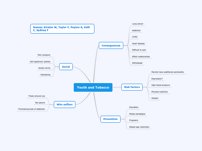 Youth and Tobacco - Mind Map