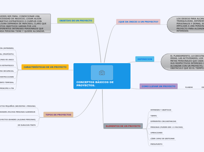 CONCEPTOS BÁSICOS DE PROYECTOS. - Mind Map