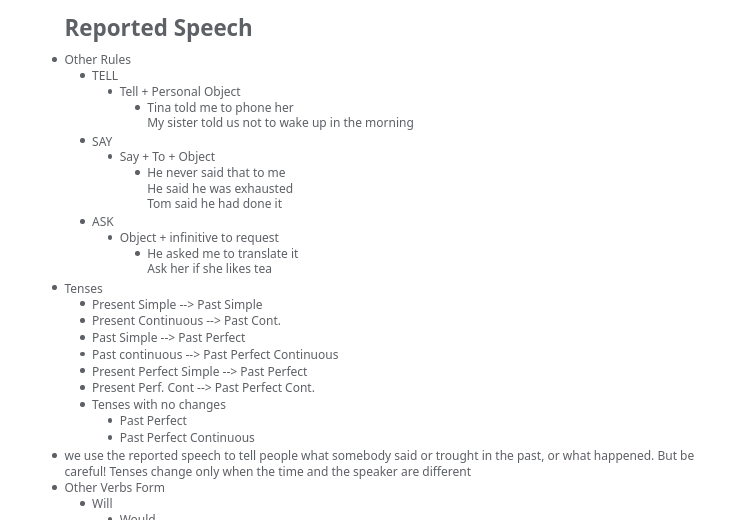 Reported Speech - Outline