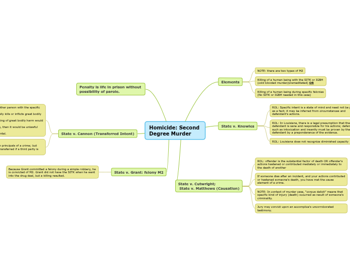 Homicide: Second Degree Murder - Mind Map